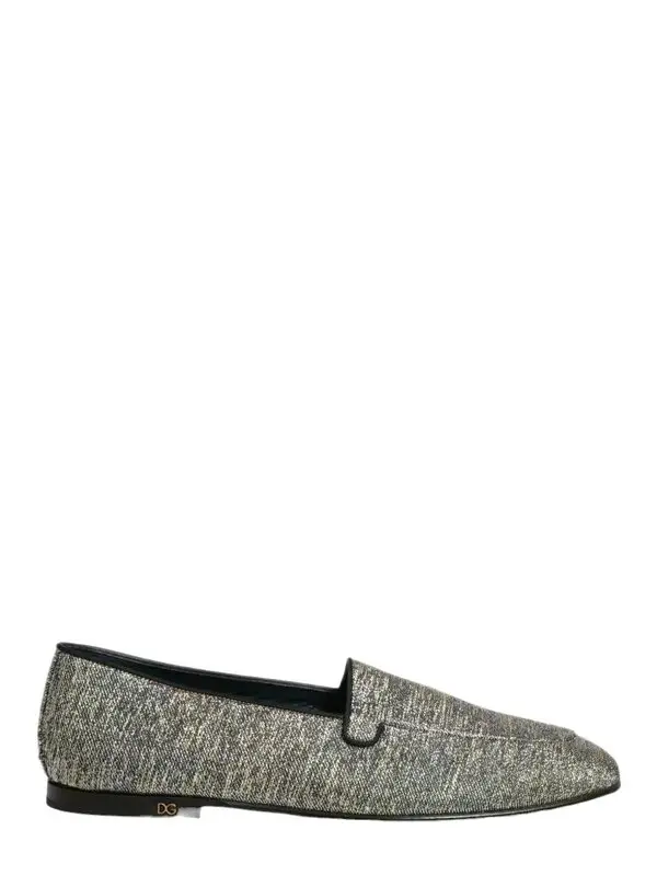 Dolce & Gabbana Glitter-effect Dg Logo Loafers - Silver