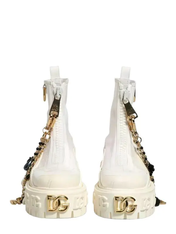 Dolce & Gabbana Dg Logo-plaque Charm-detail Ankle Boots - White