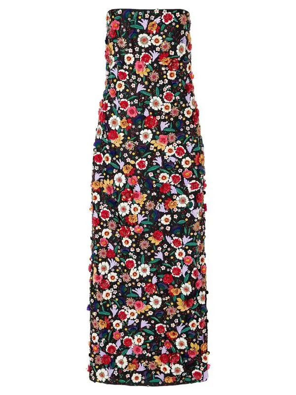 Carolina Herrera Floral-embellished Silk Organza Gown - Multi