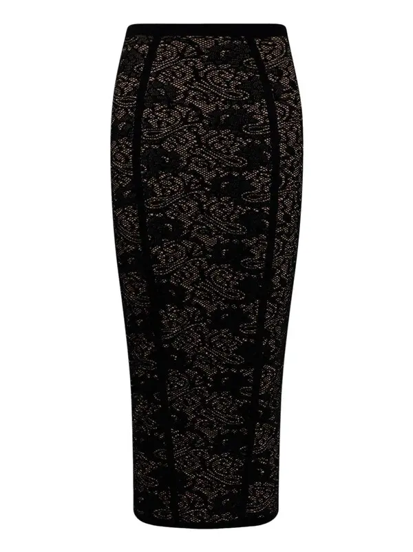 Elisabetta Franchi Embroidered Knitted Skirt - Black