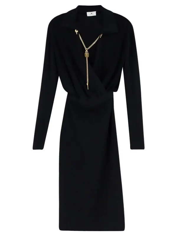 Elisabetta Franchi Viscose Blend Midi Dress - Black