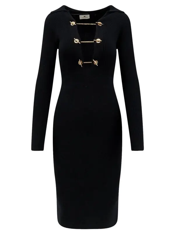 Elisabetta Franchi Long Viscose Blend Dress - Black