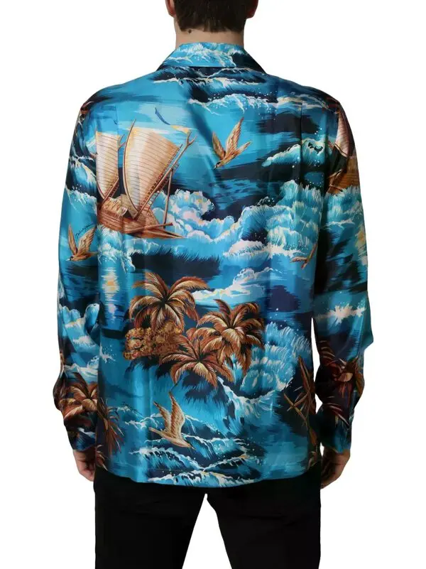 Dolce & Gabbana Graphic-print Silk Shirt - Blue