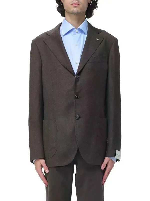 LUIGI BORRELLI Wool Single-breasted Blazer - Brown