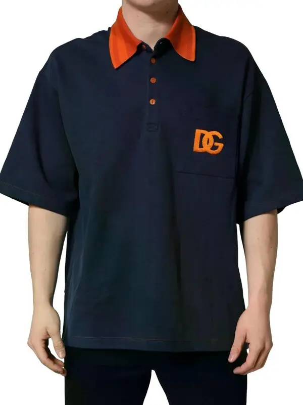 Dolce & Gabbana Dg Logo-patch Polo T-shirt - Blue