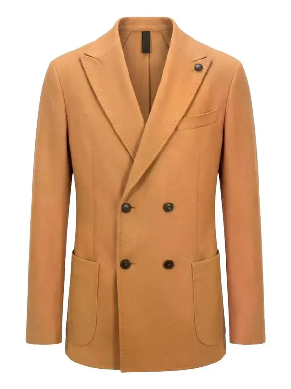 ROBERTO PEPE LUXURY Double-breasted Peak-lapel Jacket - Neutrals