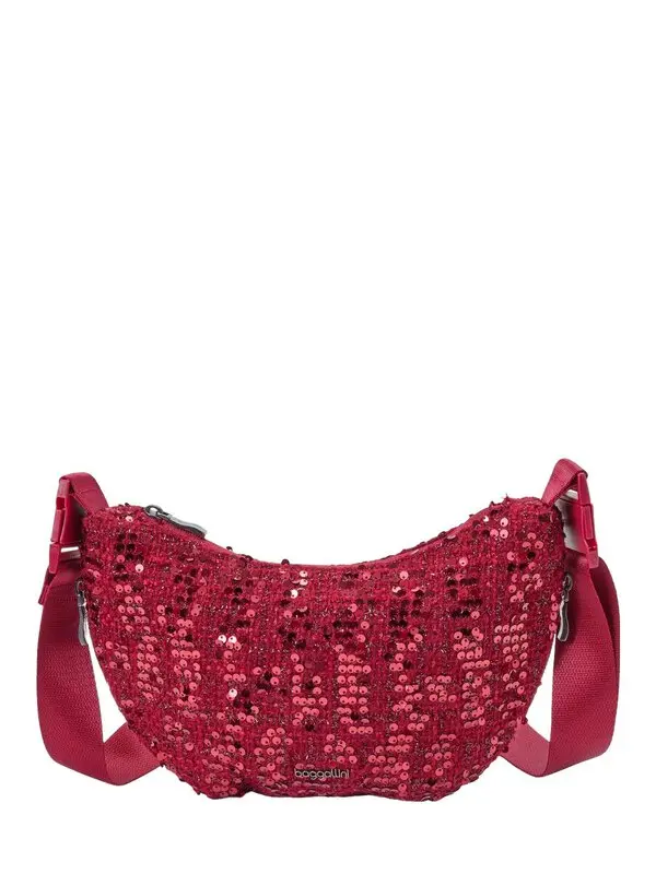 BAGGALLINI Mini Crescent Convertible Hobo Bag - Red Sequins