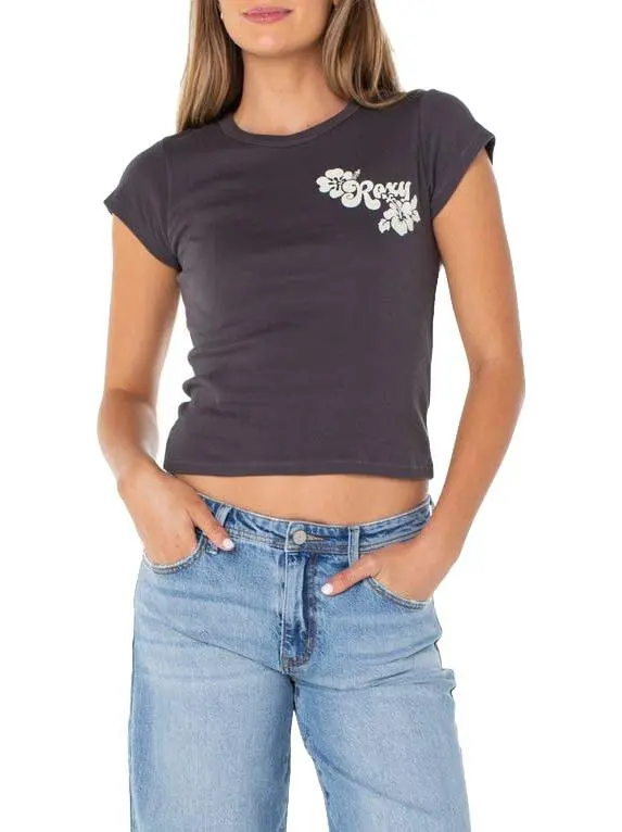 Roxy Hibiscus View Graphic Baby Tee - Phantom