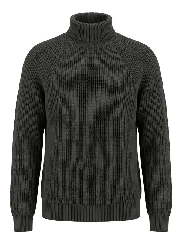 Zegna Ribbed Turtleneck Knitted Sweater - Charcoal