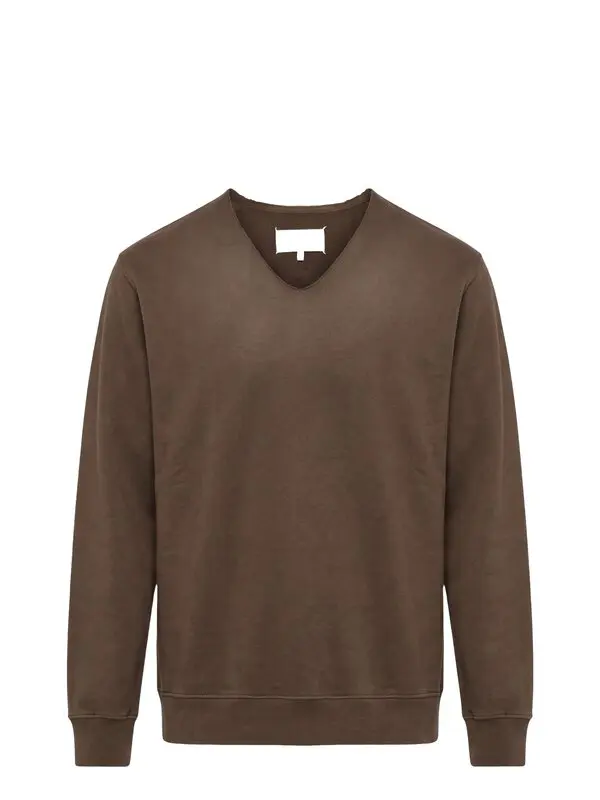 MAISON MARGIELA V-neck Fleece Sweatshirt - Brown