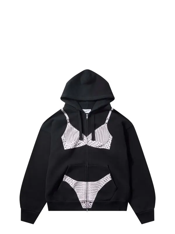 Vaquera Graphic-print Zip-up Hoodie - Black