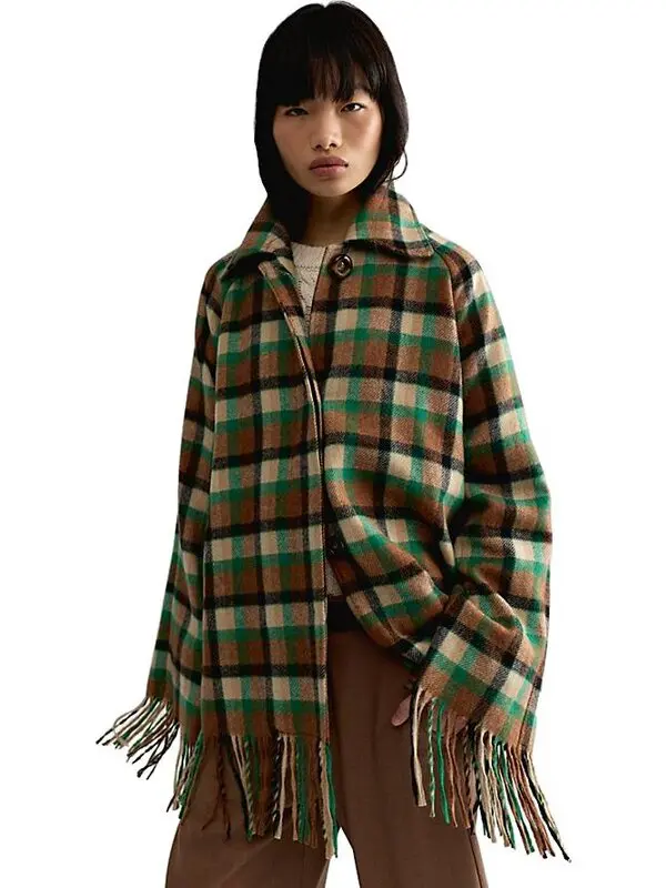 Rodebjer Yuna Short Check Coat - Nuffy/leaf