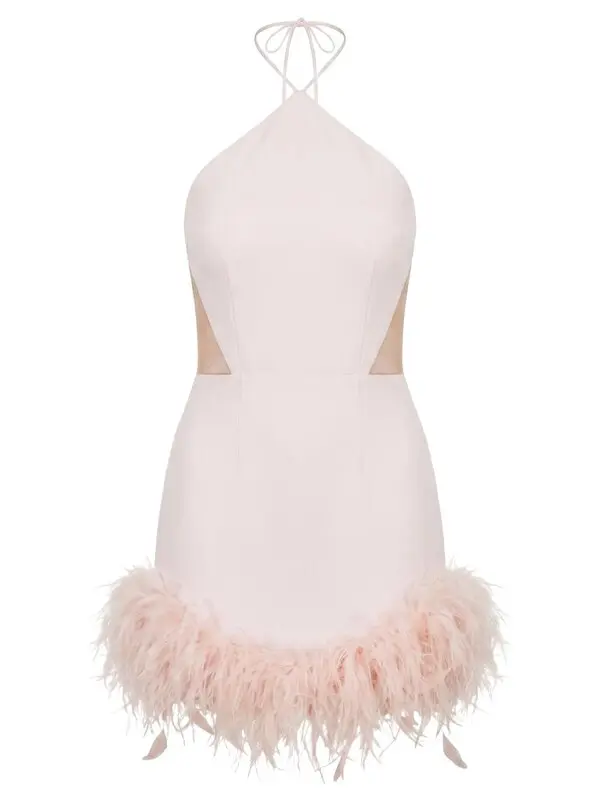 NOMI FAME Peony Soft Mini Dress With Halter Neck - Pink