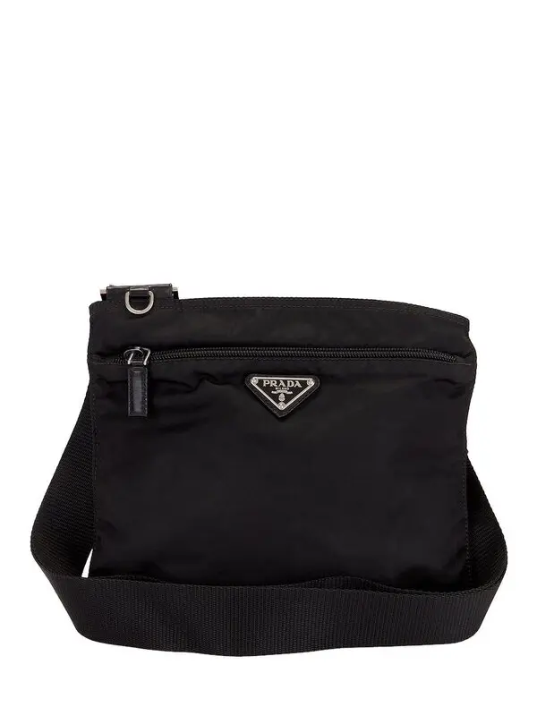 Prada Tessuto Flat Messenger Bag - Black