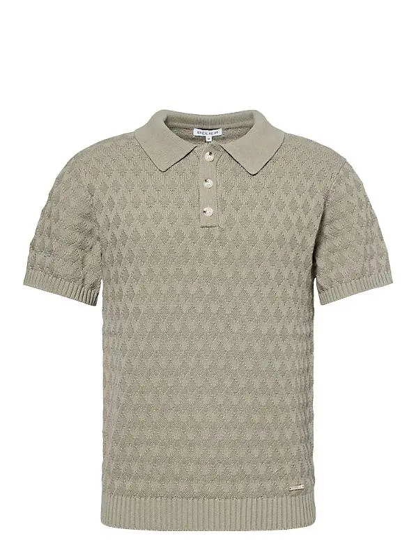 BELIER Jacques Diamond Stitch Cotton-blend Polo Shirt - Sage