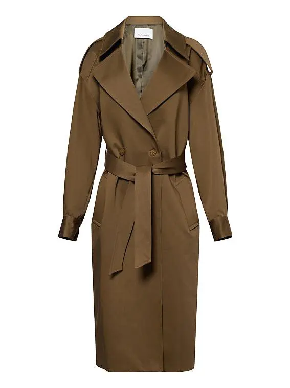 THE FRANKIE SHOP Esben Belted Cotton Trench Coat - Olive