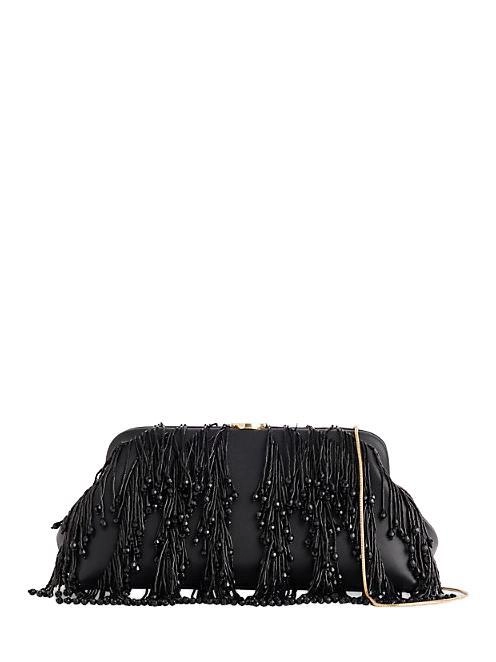 Simkhai Pia Beaded-fringe Leather Clutch - Black