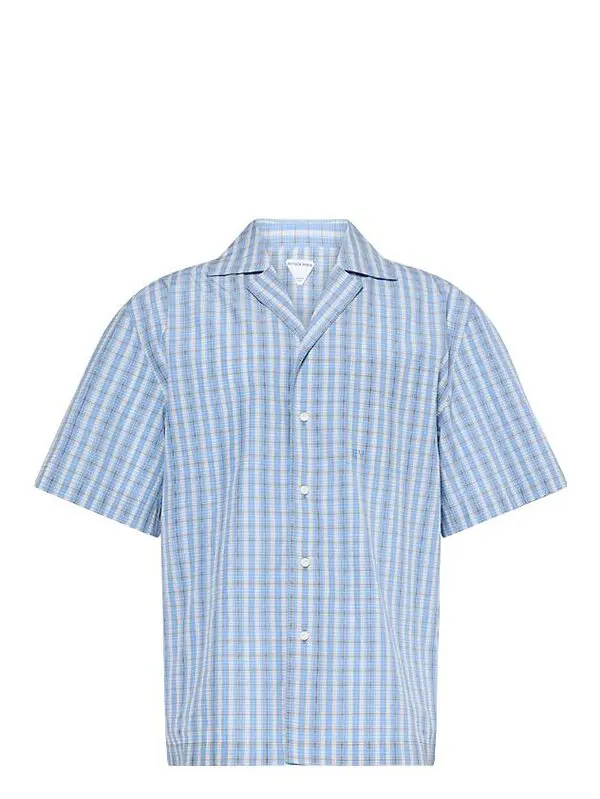 Bottega Veneta Checked Cotton-blend Shirt - Blue