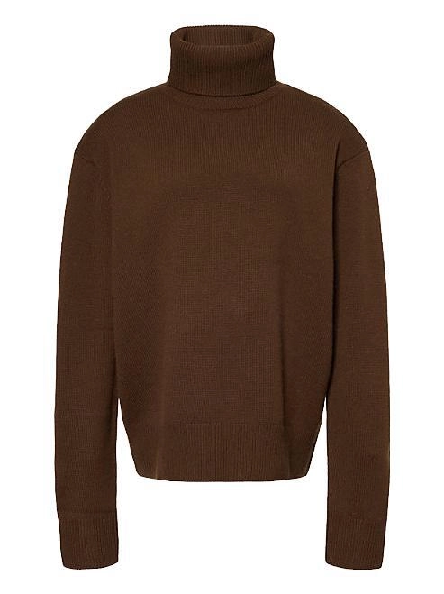 THE FRANKIE SHOP Gala Padded Turtleneck Wool Jumper - Brown