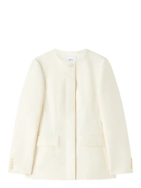 JOSEPH Myra Round-neck Cotton And Silk-blend Jacket - Sandstone