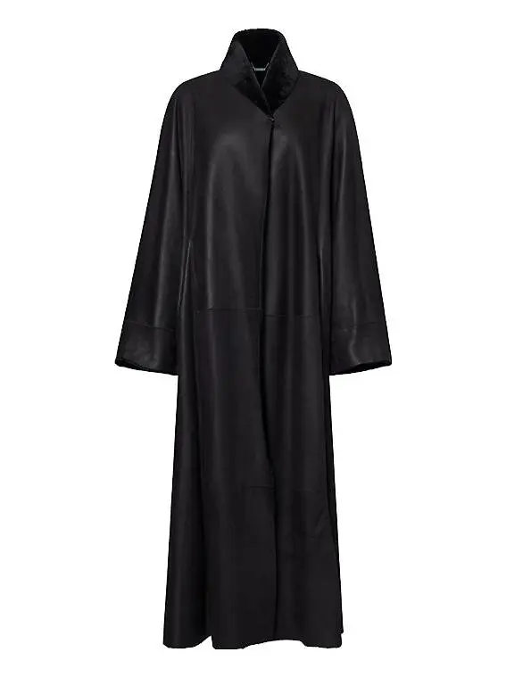 Nour Hammour Dorian Reversible Leather Shearling Coat - Black