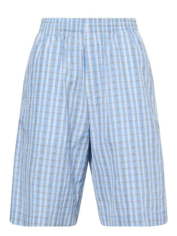 Bottega Veneta Checked Cotton-blend Shorts - Blue