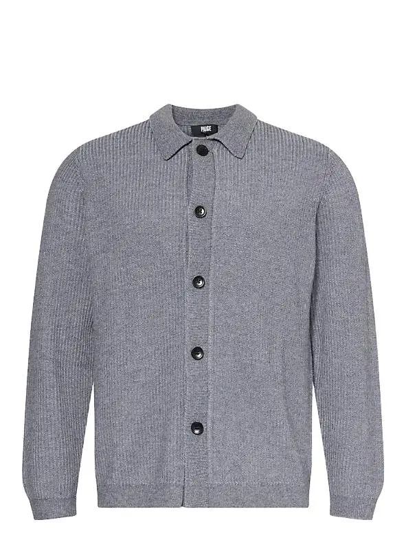 Paige Ribbed Wool-blend Cardigan - Cracked Pepper Combo