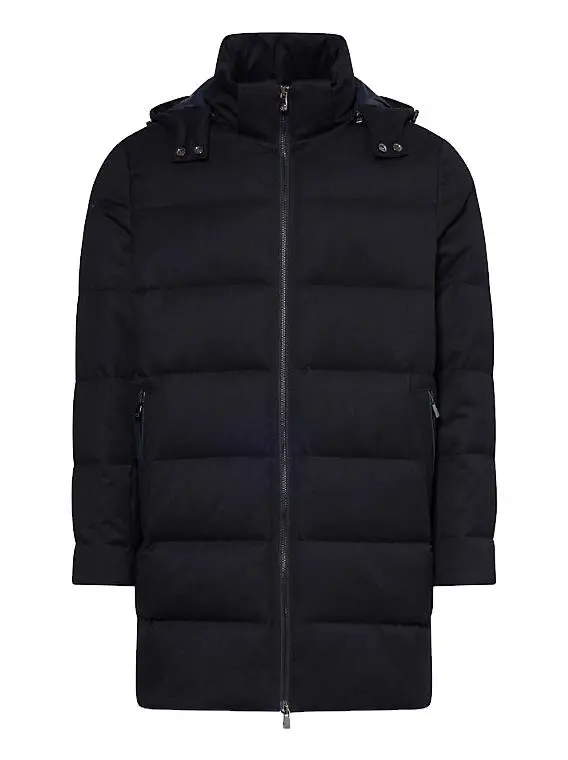 Corneliani Technical Padded Poplin Coat - Navy