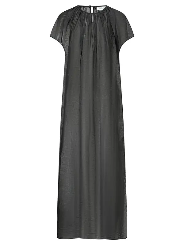 INTO THE EAST Minimalist Linen-silk Maxi Dress - Black