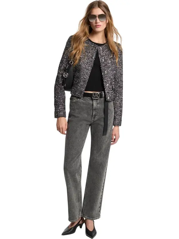 Michael Kors Metallic Tweed Lady Jacket In Size By - Silver