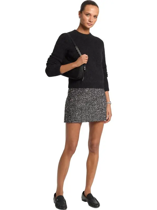 Michael Kors Metallic Tweed Mini Skirt In Size By - Silver