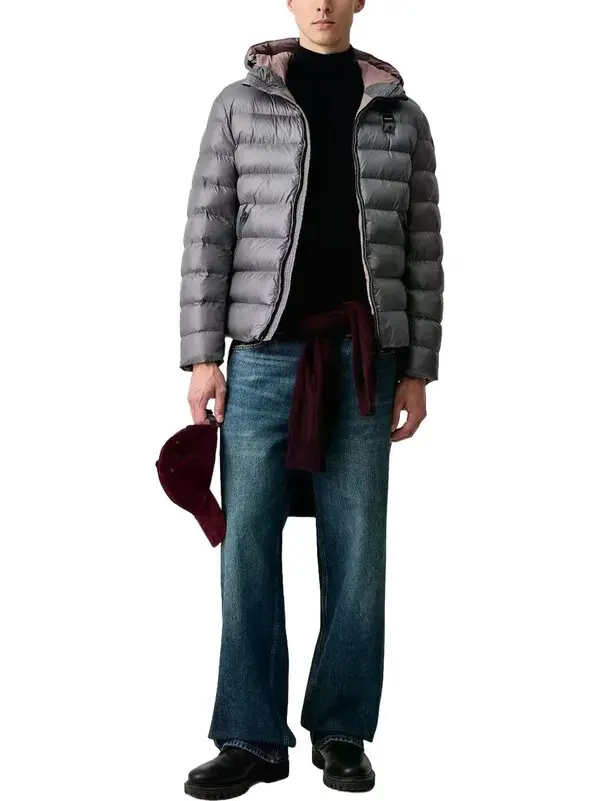 BLAUER. Adam Quilted Hooded Down Jacket - Grey