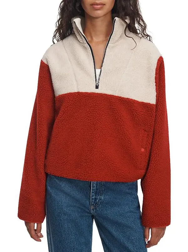 Rag & Bone Charly Colorblocked Half Zip Pullover - Red Multi