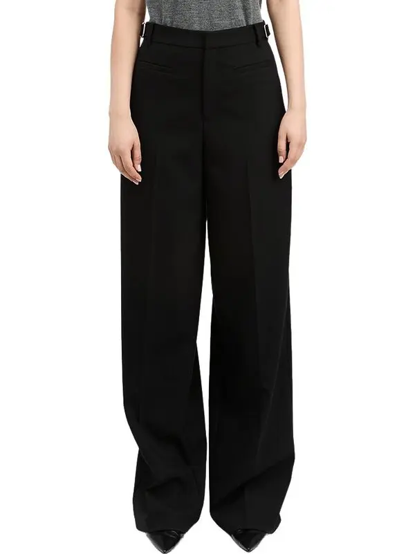 Derek Lam 10 Crosby Cyndi Twill Pleated Wide Leg Pants - Black