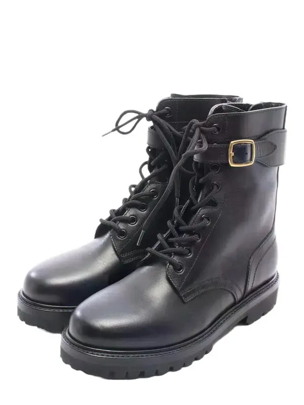 Celine Lace-up Buckled Ankle Boots - Black