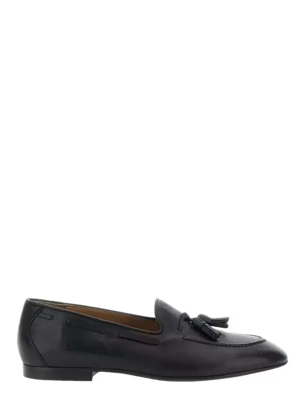 Emporio Armani Tassel Leather Loafers - Black