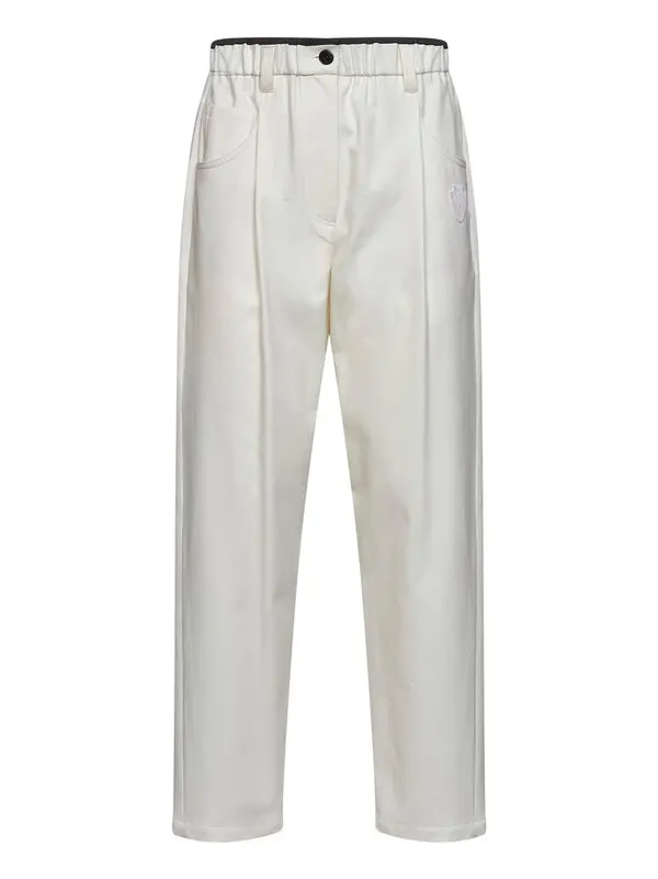 Brunello Cucinelli Off-white Stretch Twill Baggy Pull-on Trousers - Multicolor