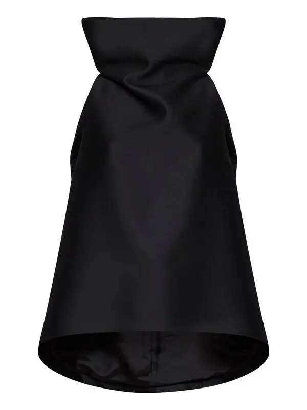 Balenciaga Black Silk And Wool Blend High Collar Top - Multicolor