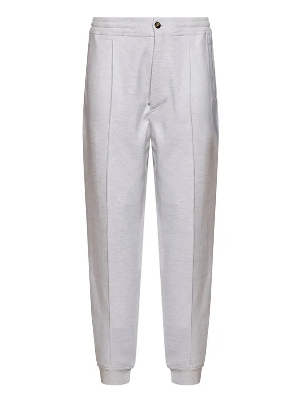 Brunello Cucinelli Travertine White Techno Cotton Double Jersey Trousers - Multicolor