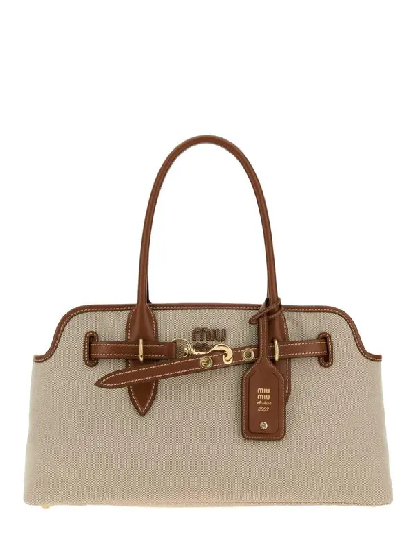 Miu Miu Two-tone Canvas Aventure Shopping Bag - Multicolor