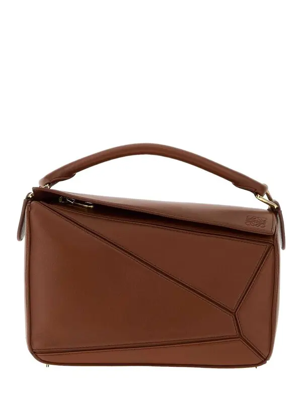 Loewe Nappa Leather Small Featherlight Puzzle Handbag - Brown