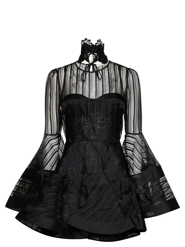 Zimmermann Black Valiant Lantern Mini Dress - Multicolor