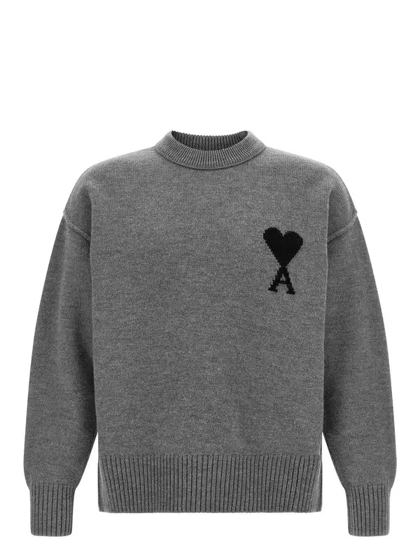 AMI Paris Grey De Coeur' Sweater - Gray