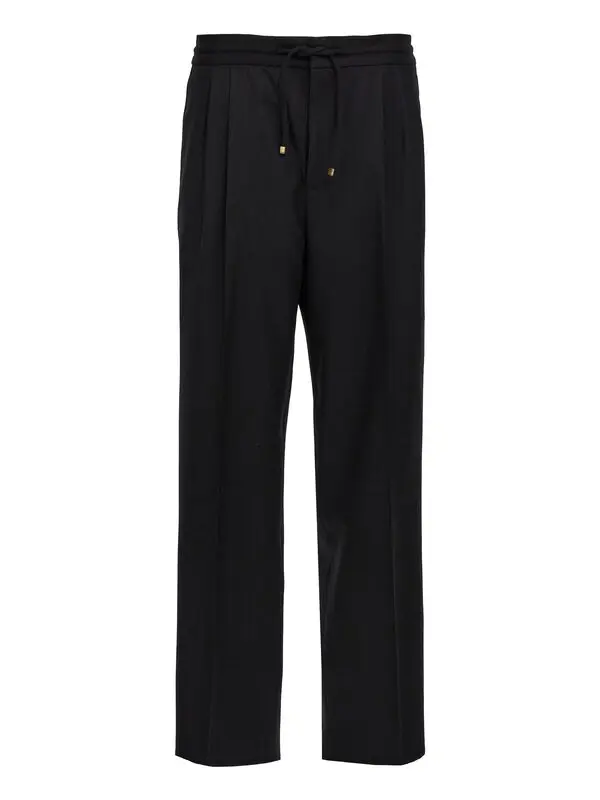 Brunello Cucinelli Front Pleat Pants - Jet Black