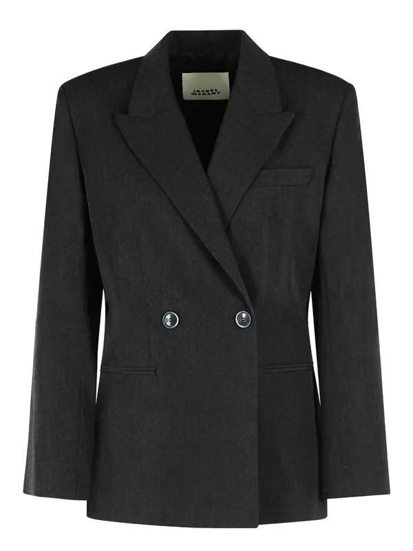 Isabel Marant Étoile Ranya' Double-breasted Grey Virgin Wool Blazer - Gray