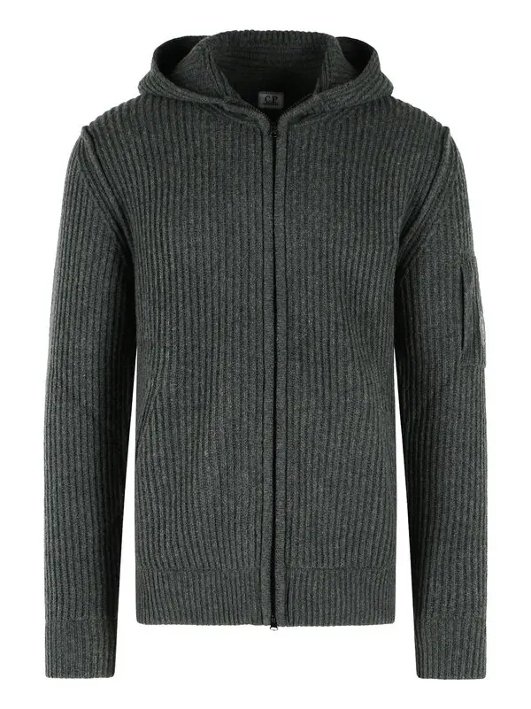 C.P. COMPANY Grey Wool Blend Cardigan - Gray