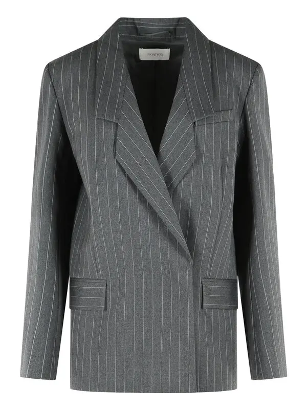 Sportmax Lepre' Tailored Blazer In Medium Grey Stretch Wool - Gray
