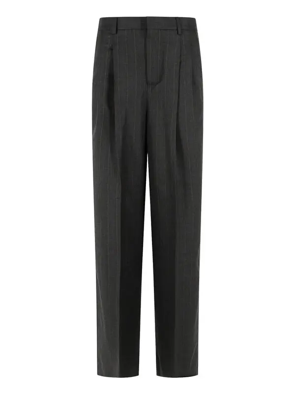 AMI Paris Black Virgin Wool Trousers - Gray
