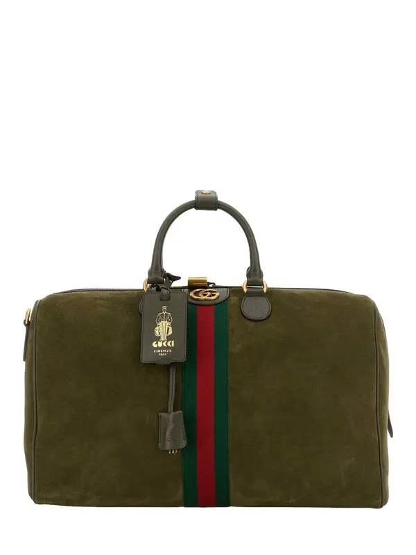 Gucci Olive Suede Medium Savoy Travel Bag - Green