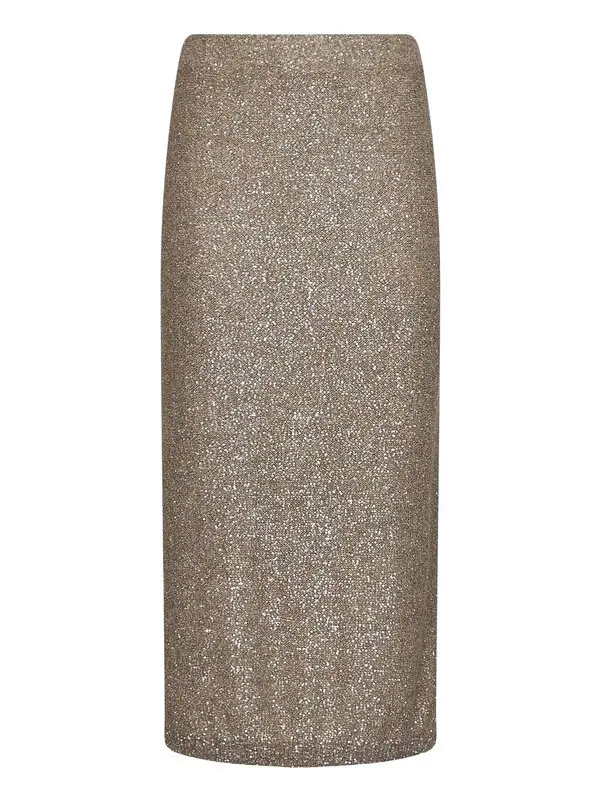 Brunello Cucinelli Light Brown Mohair-blend Knit Dazzling Texture Long Skirt - Multicolor